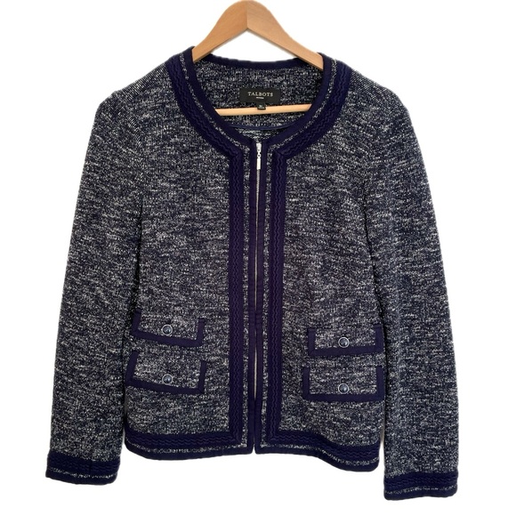 Talbots | Jackets & Coats | Talbots Tweed Boucle Sweater Knit Jacket ...
